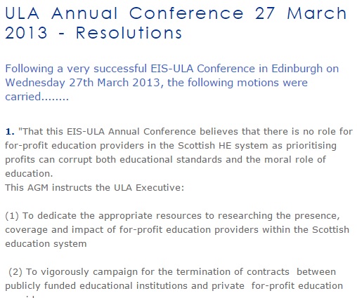 ULA Annual Conference 27 March 2013 - Resolutions | EIS
